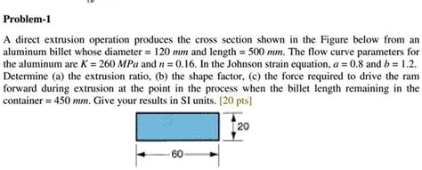 SOLVED A Direct Extrusion Operation Produces The Cross Section Shown