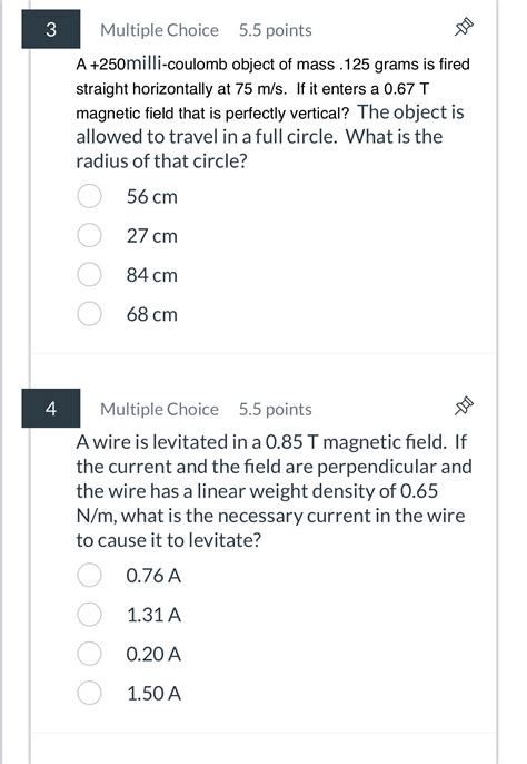 Solved 3Multiple Choice5.5 ﻿pointsA +250milli-coulomb object | Chegg.com