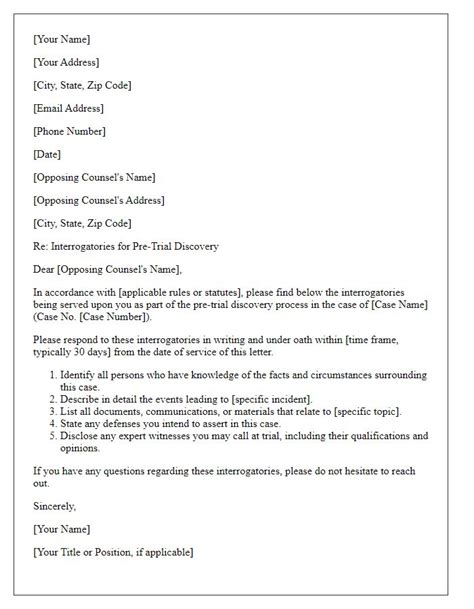 Letter Template For Pre Trial Discovery Request Free Samples In Pdf Letterin