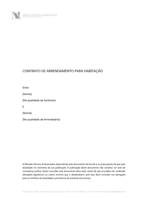 Contrato De Arrendamento Para Habitacao Pdf Leasing Proprietário