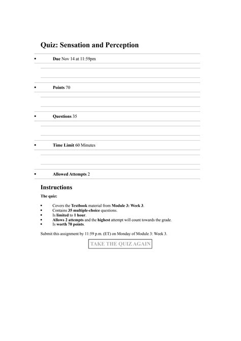 Solution Psyc 101 Liberty University Quiz 3 Sensation And Perception