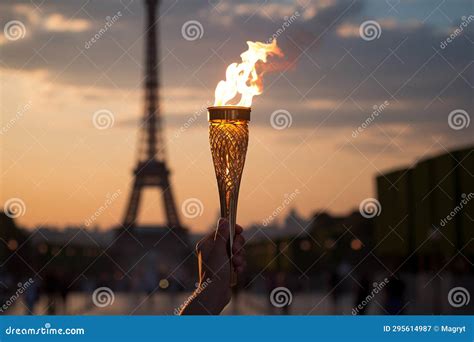 Burning Torch In A Hand Of Athlete As A Symbol Of The Olympic Games In