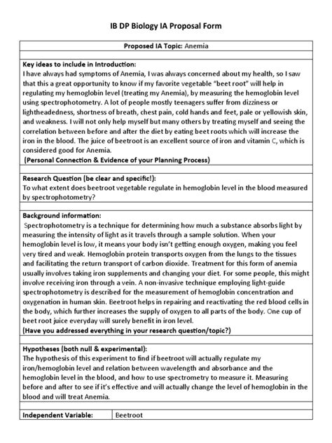 Ib Dp Biology Ia Proposal By Kenzy Ezz Pdf