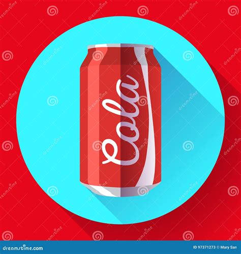 Flat Cola Can Soda Can Vector Illustration Cola Can Vector Icon Stock