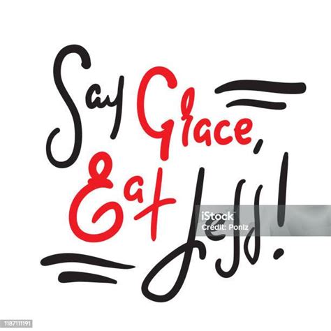 Vetores De Diga Grace Comer Menos Inspirar Citação Religiosa Motivacional Letras Desenhadas À