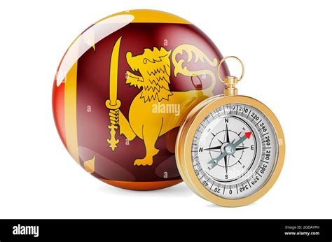 Compass With Sri Lankan Flag Travel And Tourism In Sri Lanka Concept