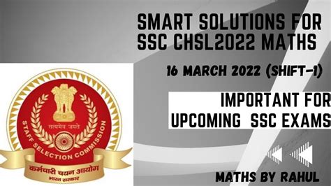 Chsl March Shift Maths Set Maths By Rahul Important For Sscchsl Cgl Mts