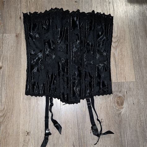 Fredericks Of Hollywood Corset 34 Small Black Brocade Gem