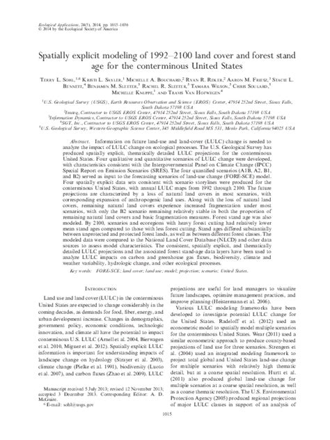 Pdf Spatially Explicit Modeling Of 19922100 Land Cover And Forest Stand Age For The