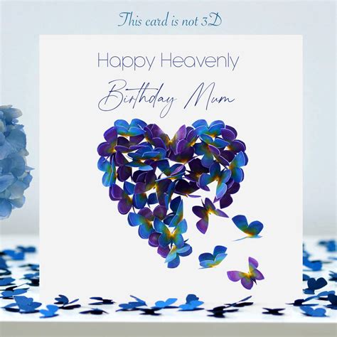 Mum Heavenly Birthday Butterfly Heart Butterflies Card By Inkywool