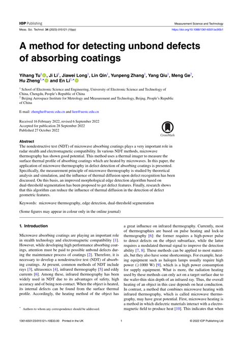 A Method For Detecting Unbond Defects Of Absorbing Coatings Request Pdf