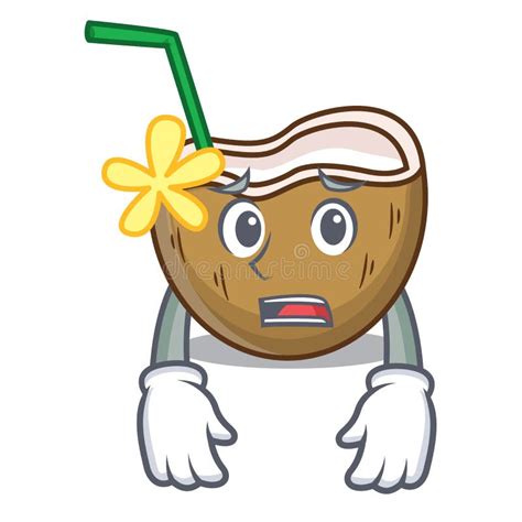 Afraid Cocktail Coconut Mascot Cartoon Stock Vector Illustration Of