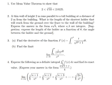 solved 1 use mean value theorem to show that 2