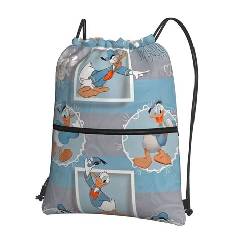 Donald Duck Drawstring Zipper Backpack Sports Gym Sackpack Water