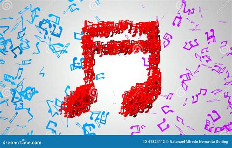 Red Musical Note Particles 3D Stock Illustration Illustration Of
