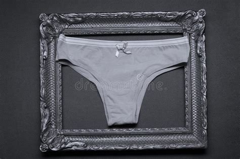 Grey Panties In A Wooden Photo Frame Stock Image Image Of Fashionable