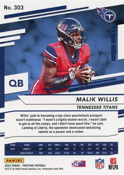 2022 Panini Prestige 303 Malik Willis Trading Card Database