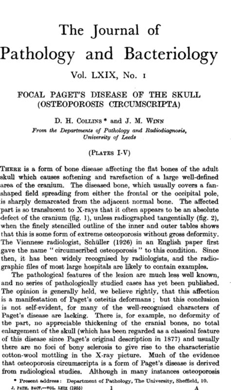 Focal Pagets Disease Of The Skull Osteoporosis Circumscripta Collins 1955 The Journal