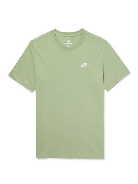 Nike Nsw Logo Embroidered Cotton Jersey T Shirt Green Nike