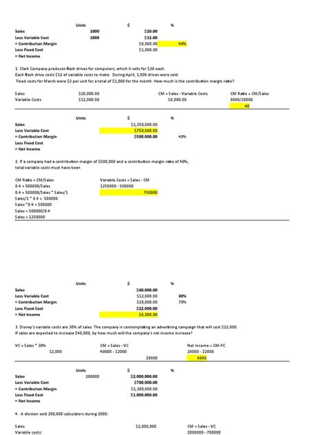 Cvp Analysis 2 Amp Ratios Excel Pdf Business Process Accounting