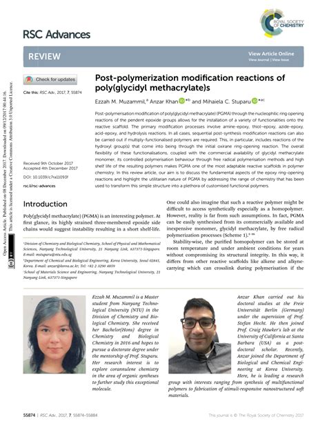 Pdf Post Polymerization Modification Reactions Of Poly Glycidyl