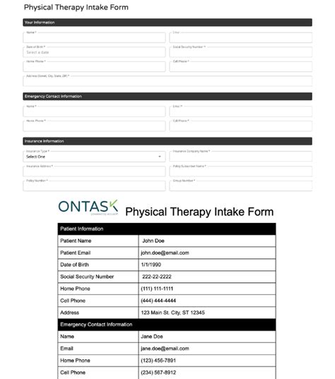 Physical Therapy Intake Form Template