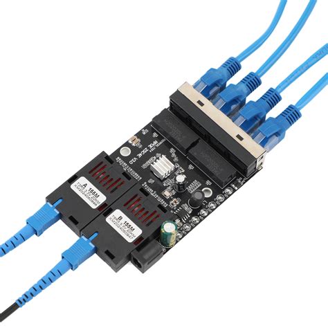 100m Fiber Optic Media Converter 4 Rj45 To 2 Sc A B Optic Connector 1310nm 1550nm Ports Pcba