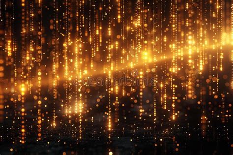 Featuring A Digital Art Piece Featuring An Array Of Golden Binary Code Cascading Down On A Black