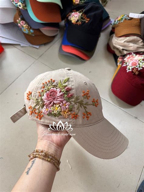 Embroidered Baseball Cap Women Ribbon Embroidery Art Etsy Ribbon