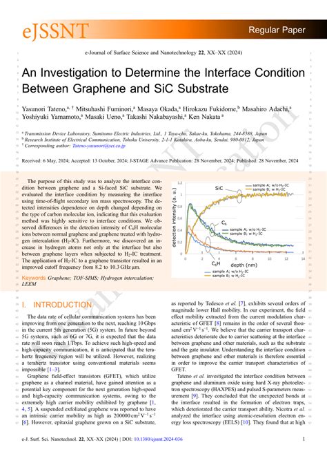 Pdf An Investigation To Determine The Interface Condition Between Graphene And Sic Substrate