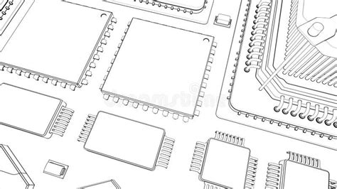 Cpu Chips On The Motherboard Stock Illustration Illustration Of