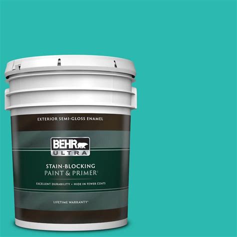 BEHR ULTRA 5 Gal P450 5 Island Aqua Semi Gloss Enamel Exterior Paint