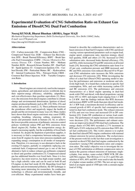 Pdf Experimental Evaluation Of Cng Substitution Ratio On Exhaust Gas Emissions Of Dieselcng