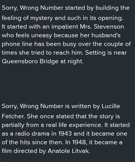 What Is The Exposition Of Sorry Wrong Number Brainlyph