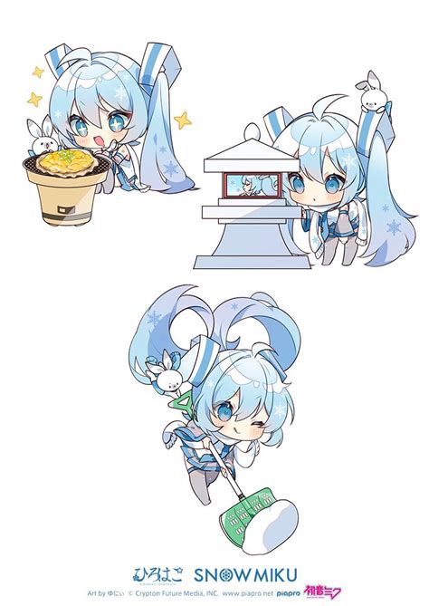 初音ミク「弘前×函館冬の観光キャンペーン『ひろはこ』で雪ミクさんのsdイラストを描かせ」ゆにぃのイラスト