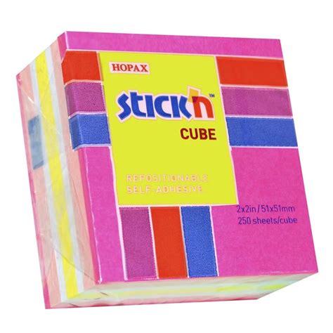 Notes Stickn Mini Cube Rosaneon Pastel 51x51mm 250blade