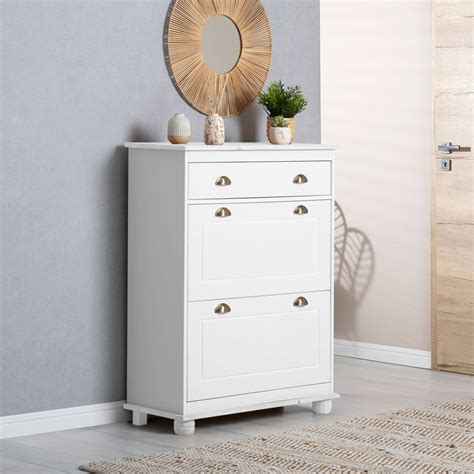 Sapateira Basculante Madeira 2 Portas 20 Pares Colmar Branco