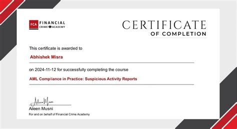 Abhishek Misra On Linkedin I Have Successfully Completed Certificate Course On Aml Compliance In…