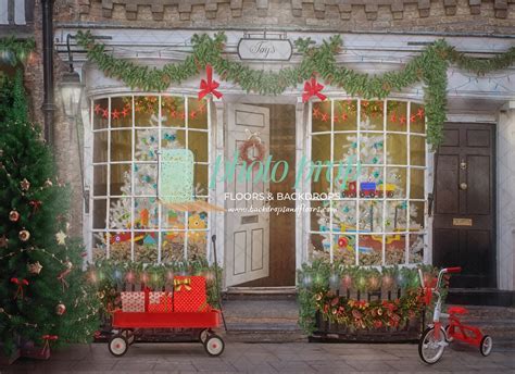 Christmas Storefront Photography Backdrop Santa S Etsy