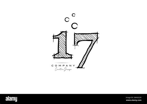Hand Drawing Number 17 Logo Icon Design For Company Template Or