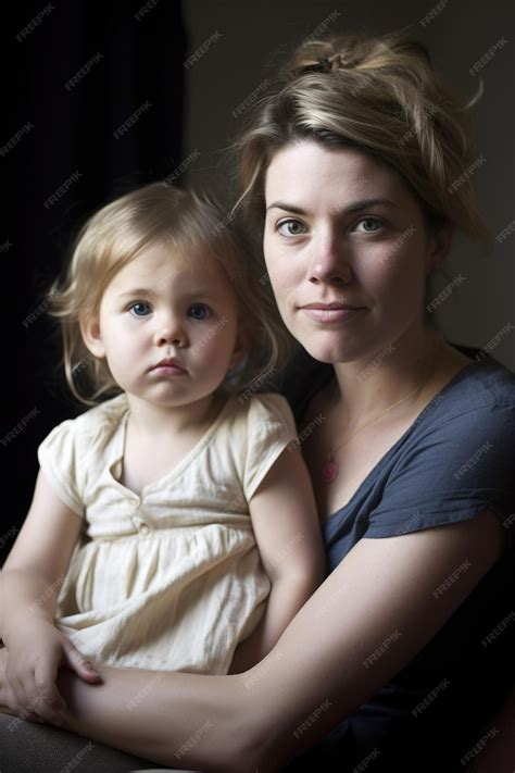 Premium Ai Image Portrait Of A Mother And Her Daughter Sitting