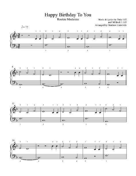 Piano Sheet Music Happy Birthday Happy Birthday Easyintermediate