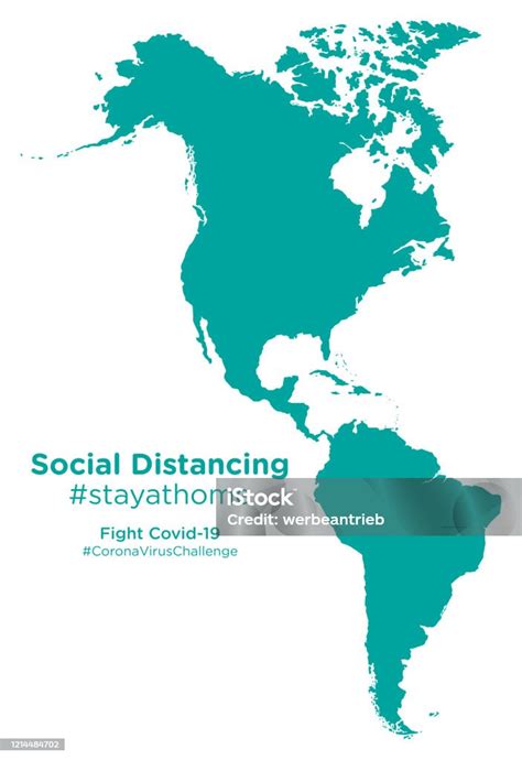 美洲大陸地圖與社會疏遠stayathome標籤向量圖形及更多2019冠狀病毒病圖片 2019冠狀病毒病 二零二零年 住宅區 Istock