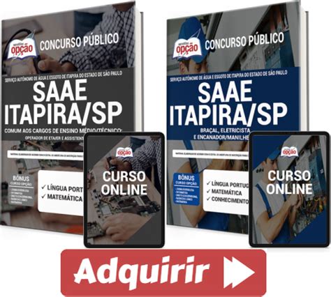 Apostilas de Estudo Concurso Público SAAE de Itapira SP 2021