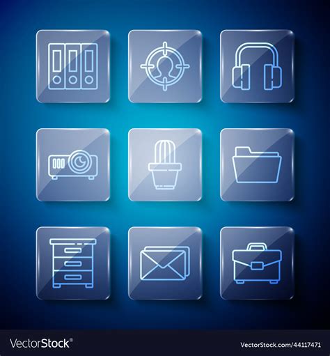 Set Line Drawer With Documents Envelope Royalty Free Vector