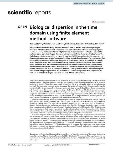 Pdf Biological Dispersion In The Time Domain Using Finite Element