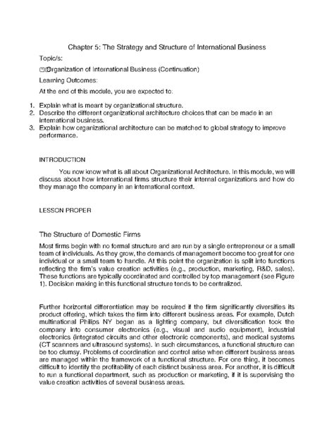 International Business And Trade Week 16 Centralization And