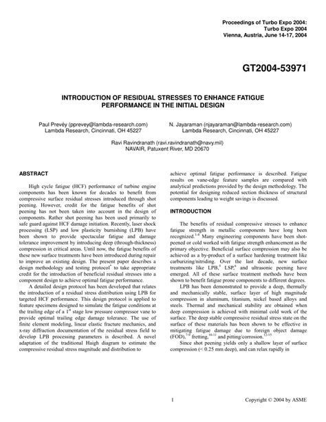 Pdf Introduction Of Residual Stresses To Enhance Fatigue Performance
