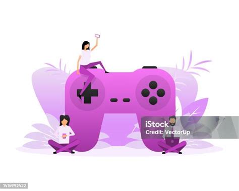 컴퓨터 게임 디자인을위한 플랫 조이스틱 사람들 플랫 벡터 일러스트 레이 션 개성 개념에 대한 스톡 벡터 아트 및 기타 이미지