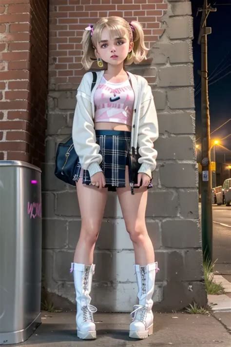 Dopamine Girl Wearing A Pink Plaid Miniskirt Wearing Knee High